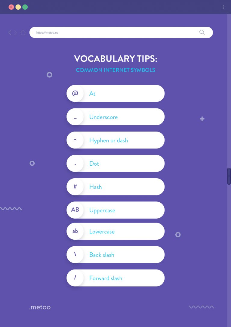 Vocabulary tips: common internet symbols - Metoo