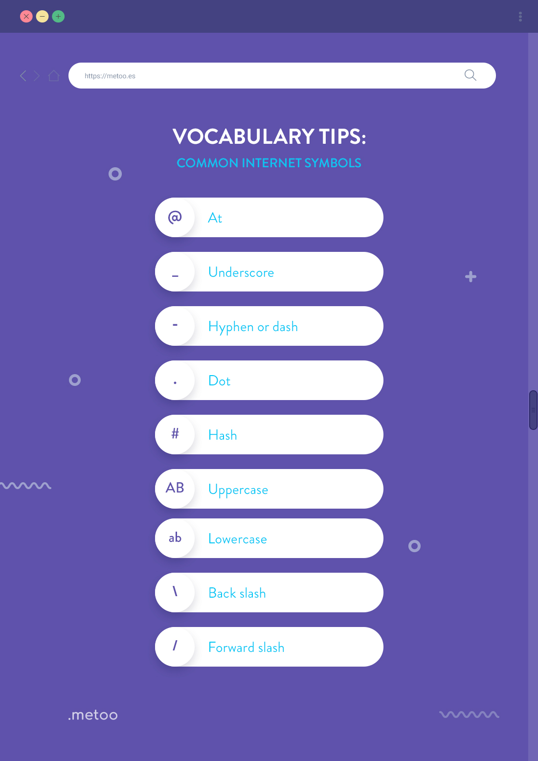 Vocabulary tips: common internet symbols - Metoo